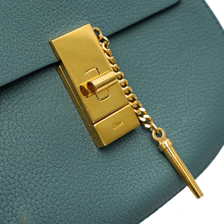 Chloe Drew Shoulder Bag Leather Medium Aquamarine For Sale at 1stDibs