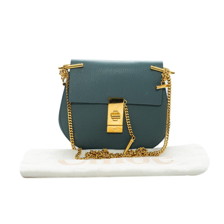 Chloe Drew Shoulder Bag Leather Medium Aquamarine For Sale at 1stDibs