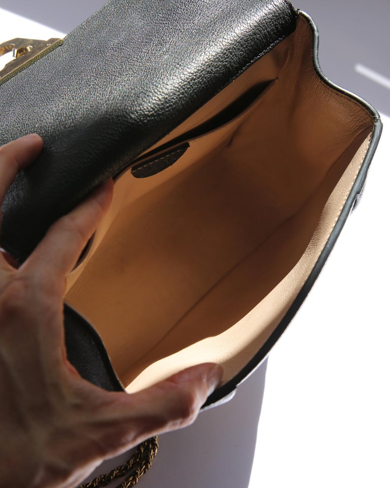 Chloe Elise black small gold chain grained leather handbag clutch For ...