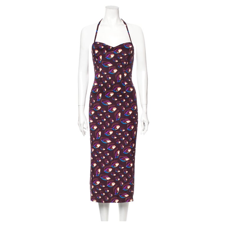 Chloe Eye Print Halter Dress at 1stDibs