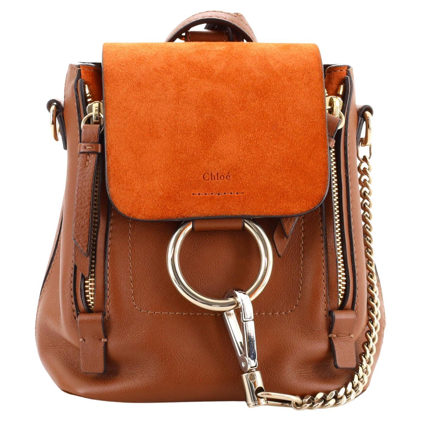 Chloe Faye Backpack Leather and Suede Mini For Sale at 1stDibs