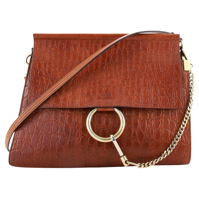 Chloe Faye Shoulder Bag Crocodile Embossed Leather Medium at 1stDibs