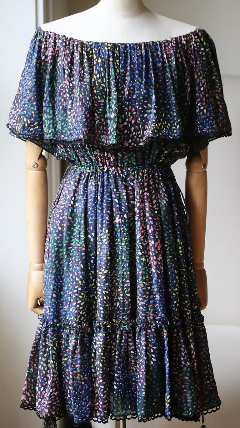 Chloé Firework Off-the-Shoulder Printed Cotton-Blend Mini Dress at 1stDibs