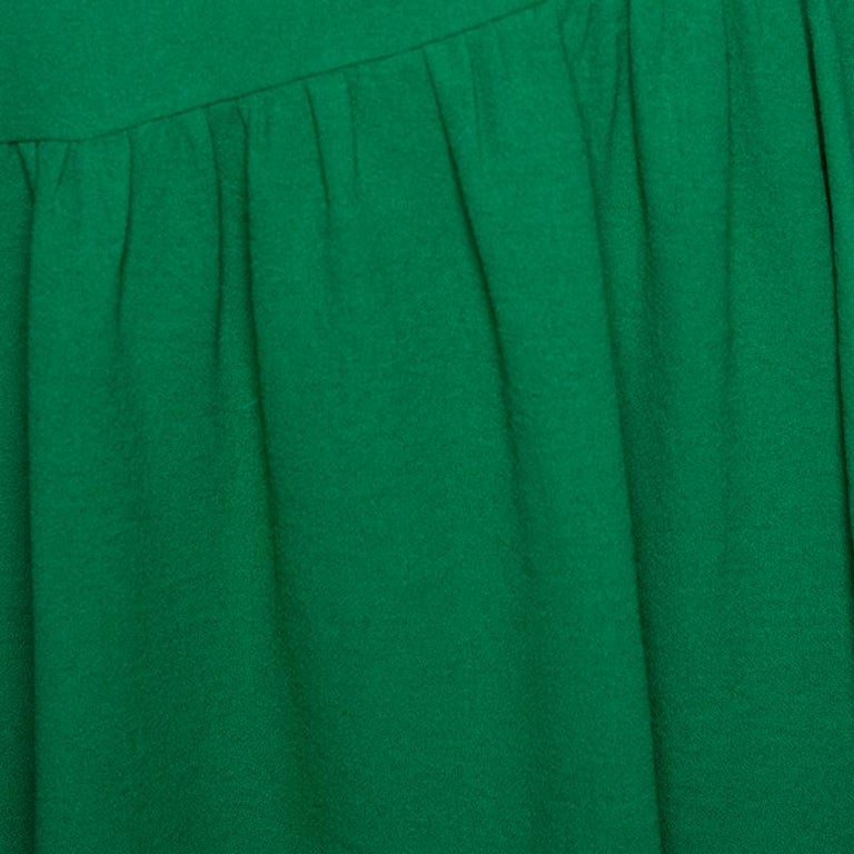 Chloé Grass Green Crepe Asymmetric Draped Midi Skirt M For Sale at 1stDibs