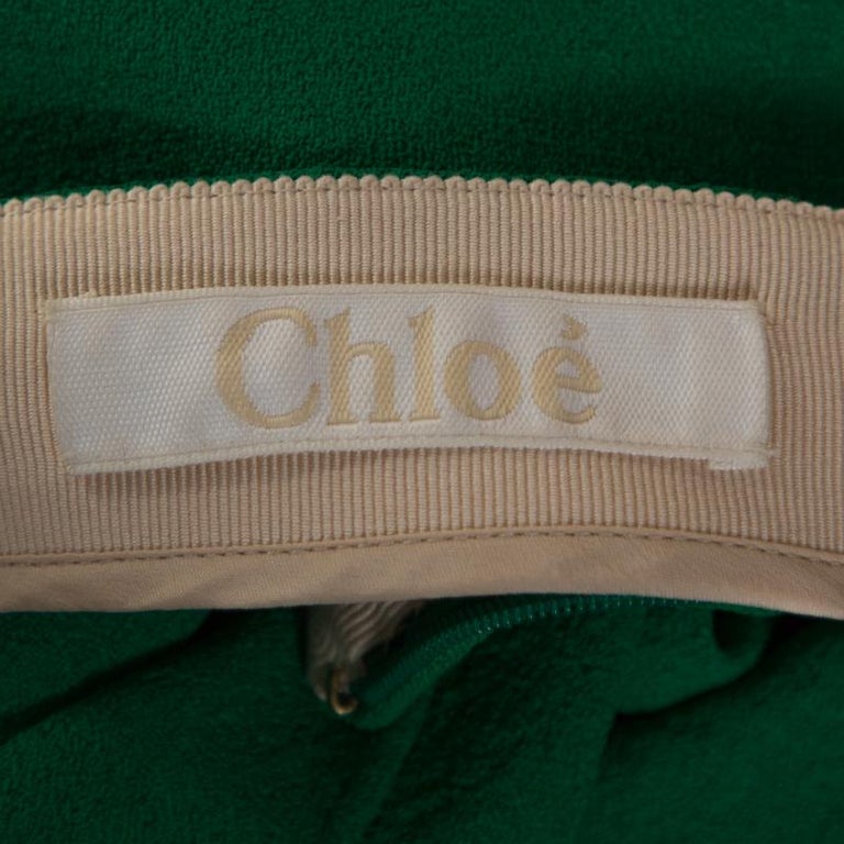 Chloé Grass Green Crepe Asymmetric Draped Midi Skirt M For Sale at 1stDibs