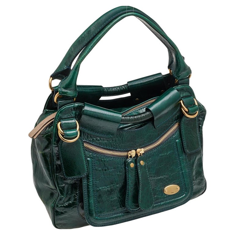 Chloe Green Leather Large Bay Satchel For Sale at 1stDibs