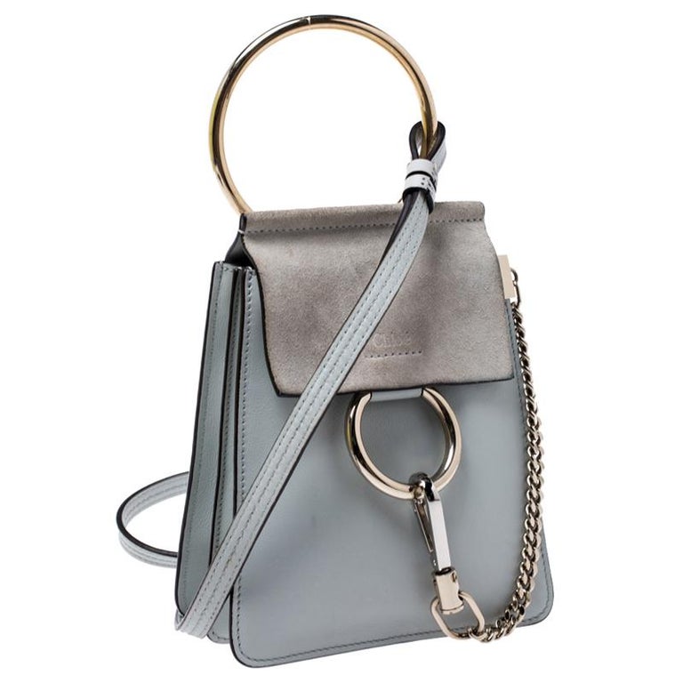 Chloe Grey Leather and Suede Mini Faye Crossbody Bag For Sale at 1stDibs