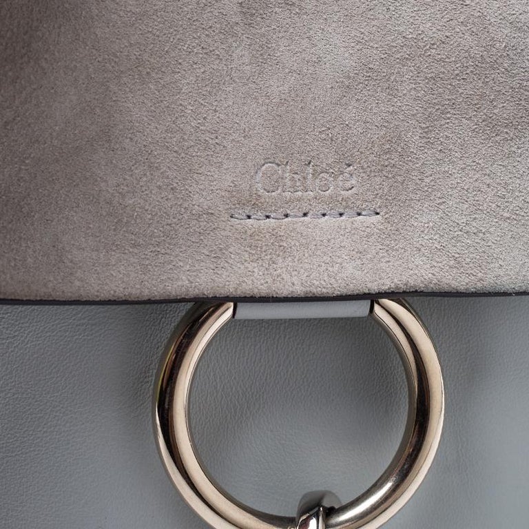 Chloe Grey Leather and Suede Mini Faye Crossbody Bag For Sale at 1stDibs