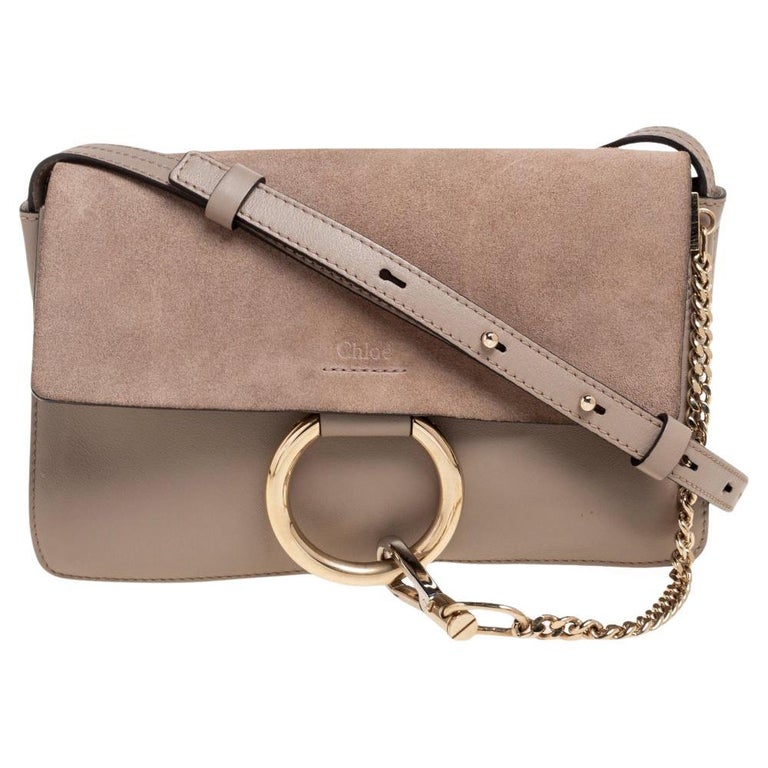 Chloe Grey Leather And Suede Small Faye Shoulder Bag at 1stDibs