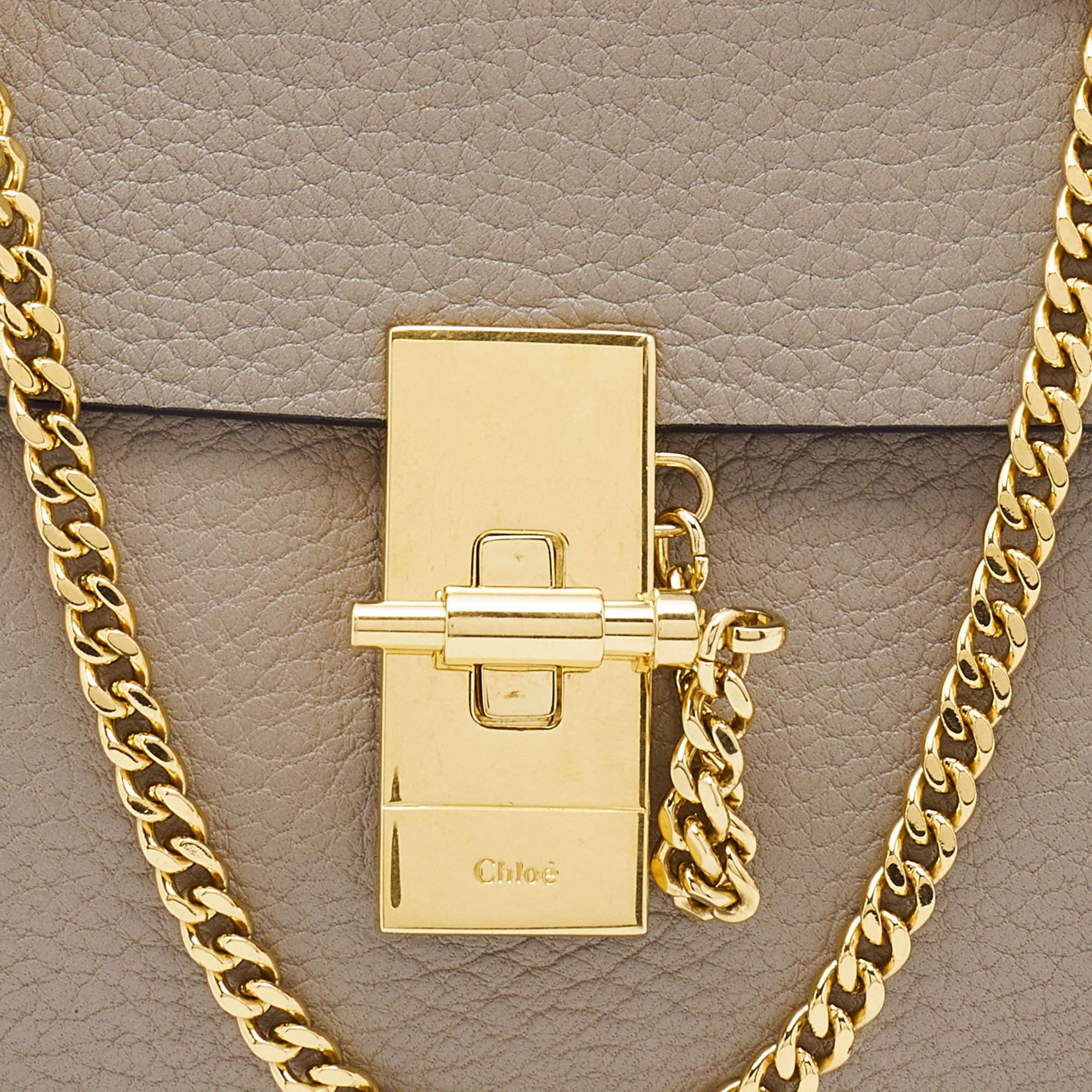 Chloe Grey Leather Nano Drew Shoulder Bag For Sale at 1stDibs