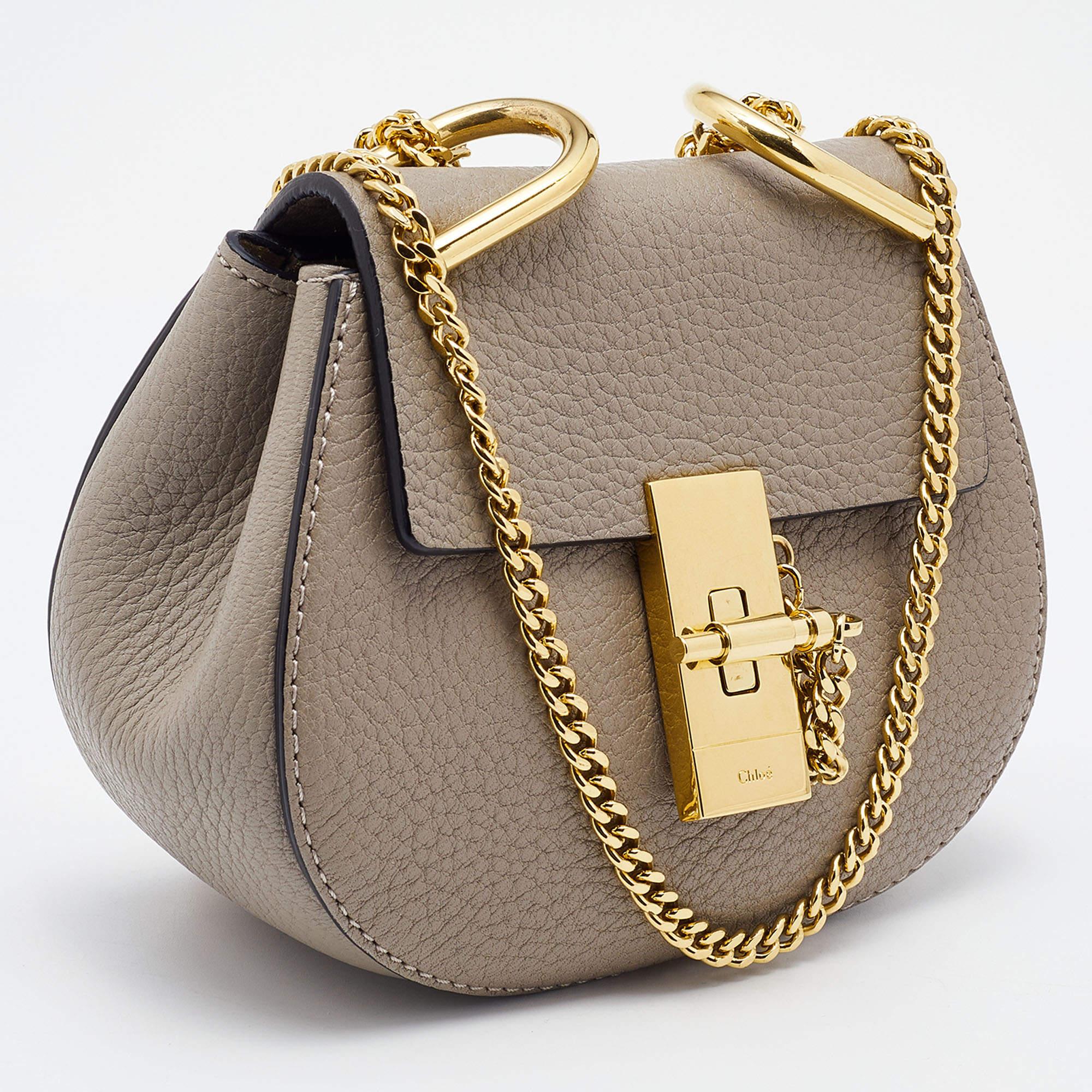 Chloe Grey Leather Nano Drew Shoulder Bag For Sale at 1stDibs