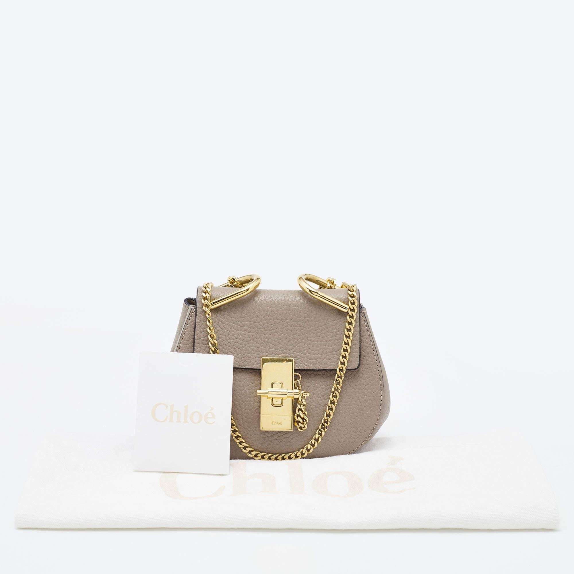 Chloe Grey Leather Nano Drew Shoulder Bag For Sale at 1stDibs