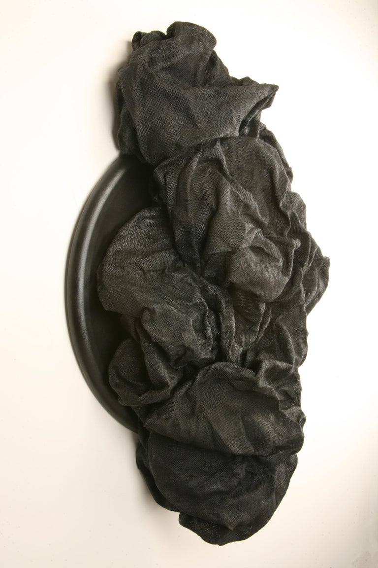 Chloe Hedden - "Black Folds" Wall sculpture- fabric, monochrome ...