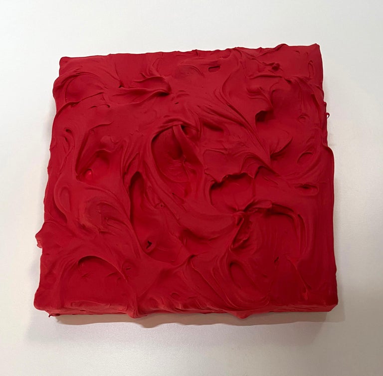 Chloe Hedden - Red Excess (thick impasto painting monochrome pop art ...