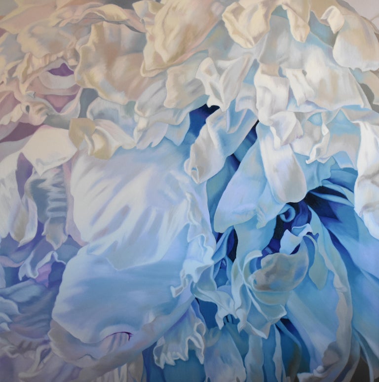 Chloe Hedden - Winter Rose (floral art realist oil white lilac blue ...