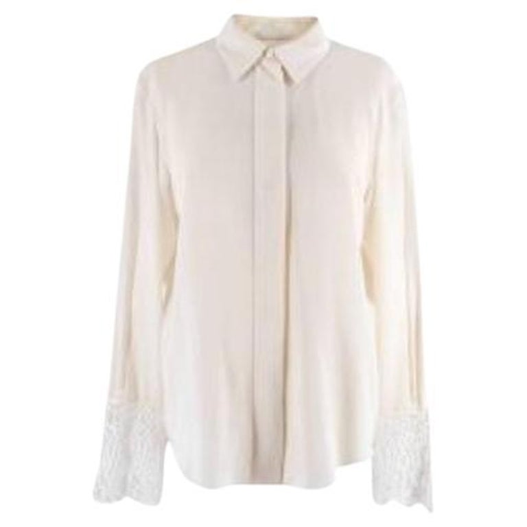 Chloe Lace Embroidered Cuff White Shirt For Sale at 1stDibs