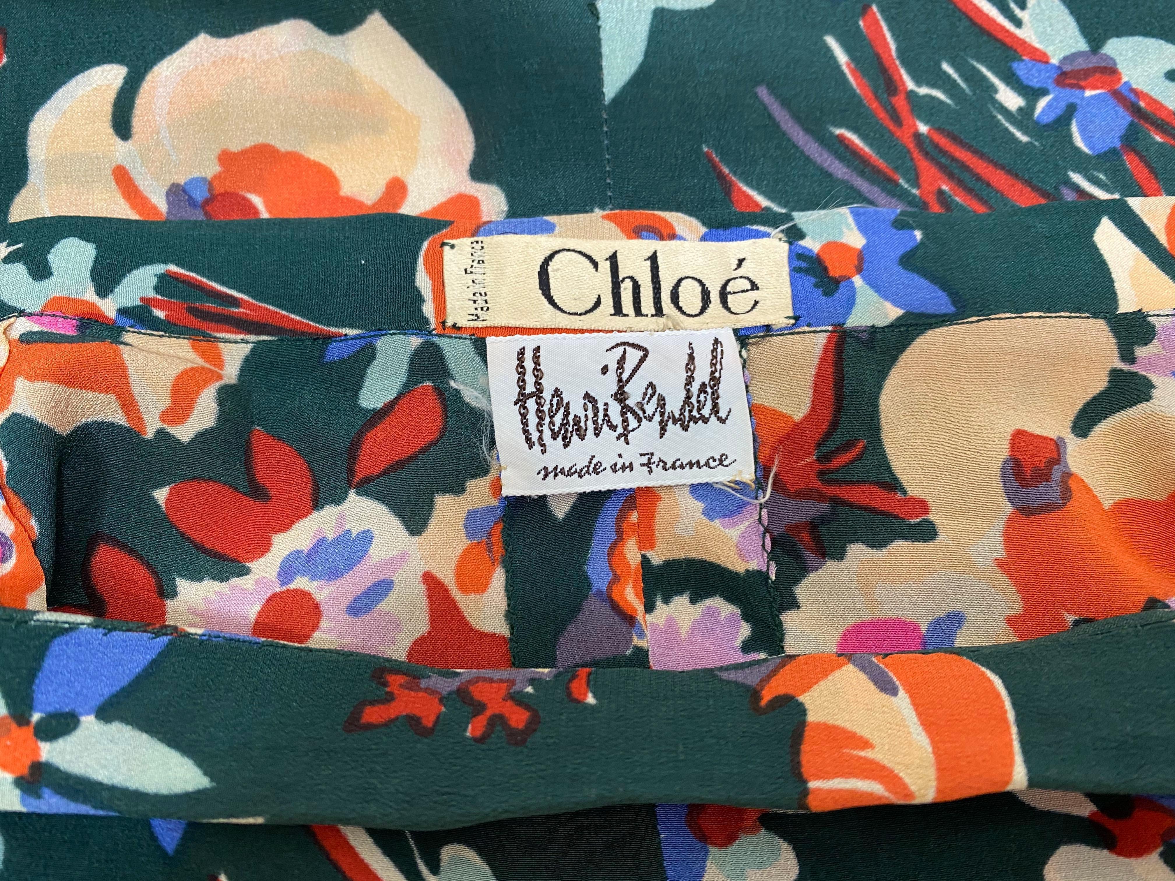 Chloe Lagerfeld Early 1970's Vintage Floral Print Skirt and Blouse 38 ...