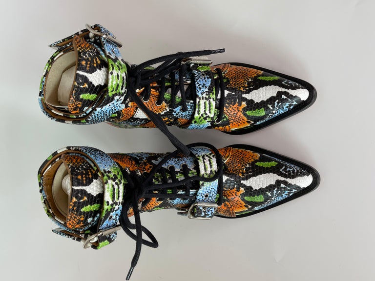 Chloe Leather Snake Print Rylee Boots (38.5 EU) For Sale at 1stDibs