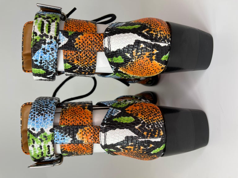 Chloe Leather Snake Print Rylee Boots (38.5 EU) For Sale at 1stDibs