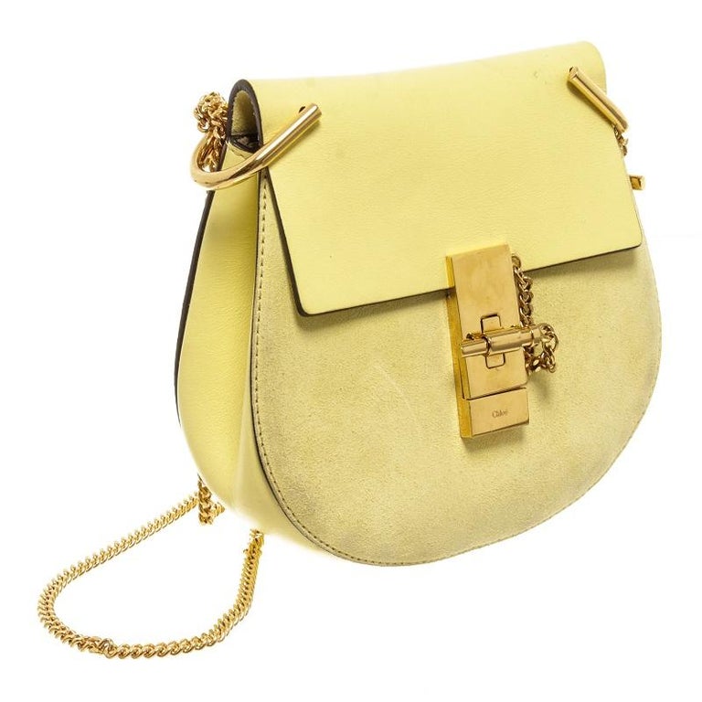 Chloe Lemonade Suede Smooth Calfskin Mini Drew Shoulder Bag at 1stDibs