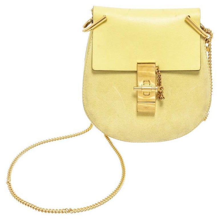 Chloe Lemonade Suede Smooth Calfskin Mini Drew Shoulder Bag at 1stDibs