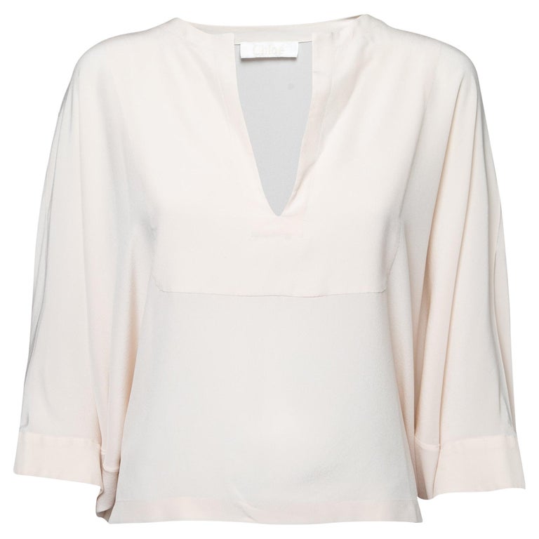Chloe Light Beige Silk Blouse L For Sale at 1stDibs