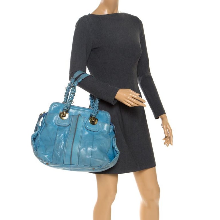 Chloe Light Blue Leather Heloise Satchel at 1stDibs | blue leather ...