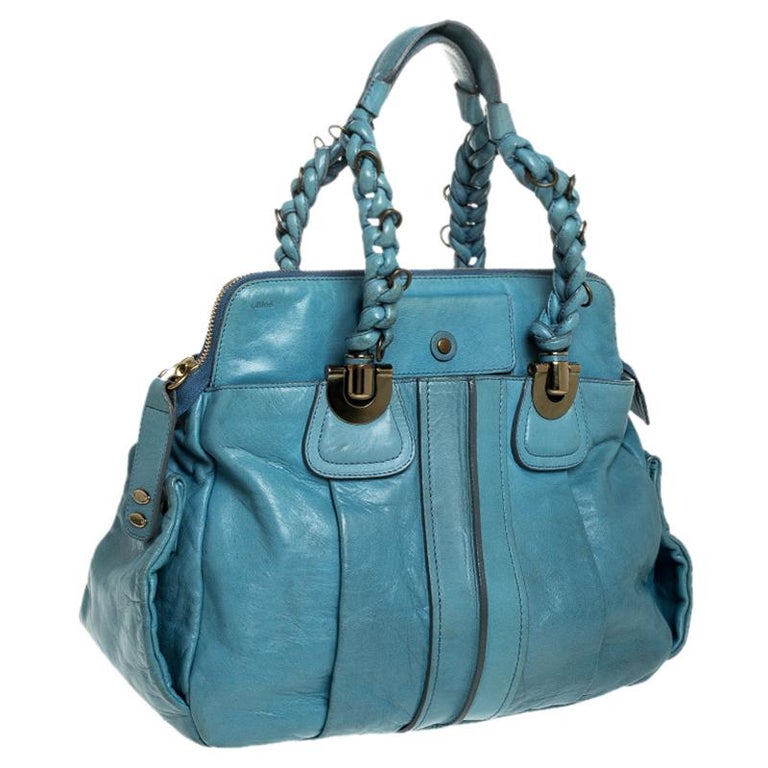 Chloe Light Blue Leather Heloise Satchel at 1stDibs | blue leather ...