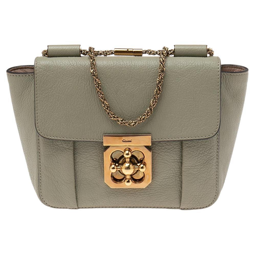 Chloe Light Green Leather Small Elsie Shoulder Bag at 1stDibs
