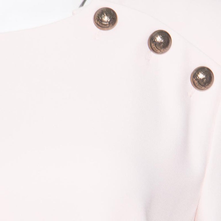 Chloe Light Powder Pink Gold Shoulder Button Detail Shift Dress L For ...