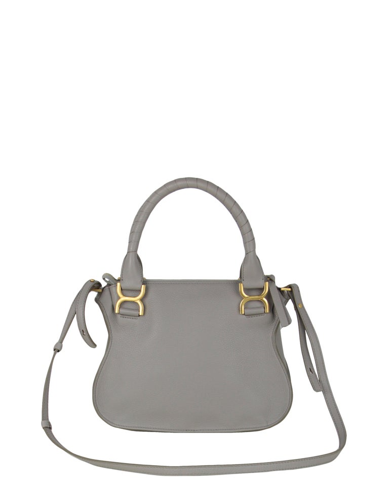Chloe LIKE NEW Cashmere Grey Leather Small Marcie Satchel Crossbody Bag ...