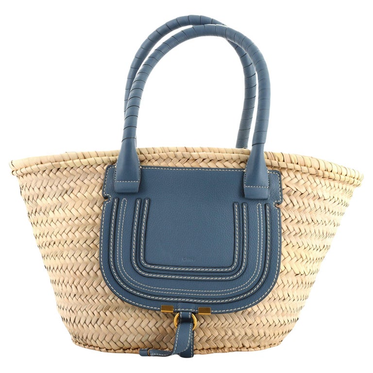 Chloe Marcie Basket Bag Raffia and Leather Medium For Sale at 1stDibs