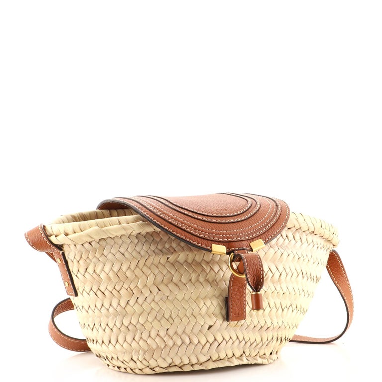 Chloe Marcie Basket Bag Raffia and Leather Small For Sale at 1stDibs