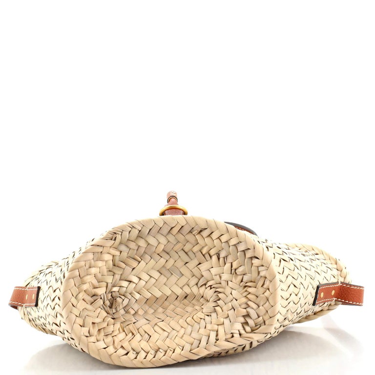 Chloé - Sac panier Marcie en raphia et cuir, petit modèle - En vente ...