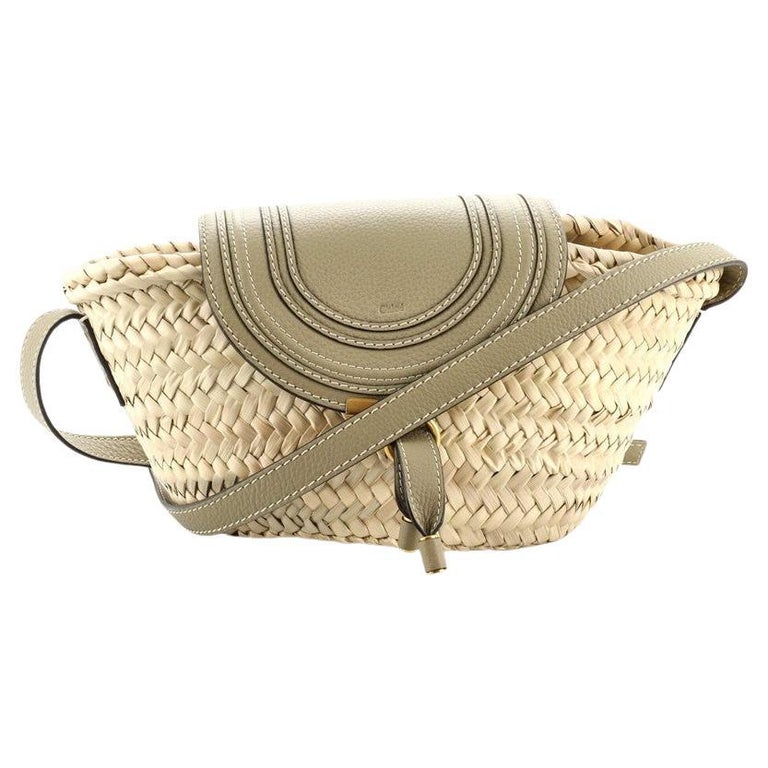 Chloe Marcie Basket Bag Raffia and Leather Small at 1stDibs
