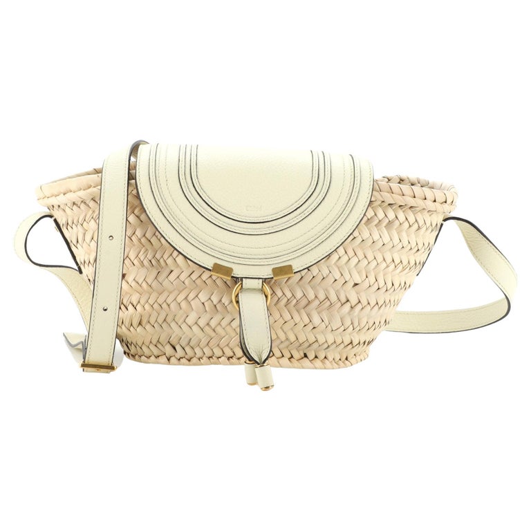 Chloe Marcie Basket Bag Raffia and Leather Small at 1stDibs