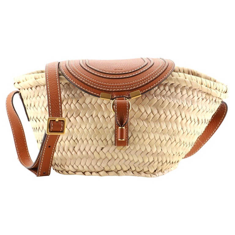 Chloe Marcie Basket Bag Raffia and Leather Small For Sale at 1stDibs
