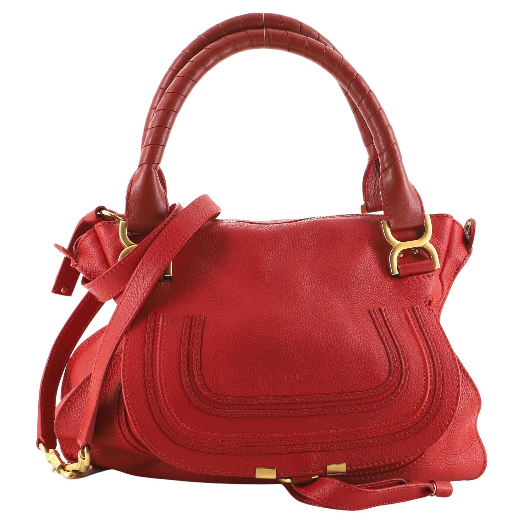 Chloe Red Leather Medium Marcie Shoulder Bag at 1stDibs