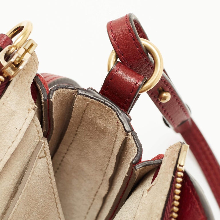 Chloe Maroon Leather and Suede Small Pixie Round Crossbody Bag For Sale ...