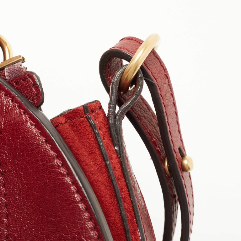 Chloe Maroon Leather and Suede Small Pixie Round Crossbody Bag For Sale ...