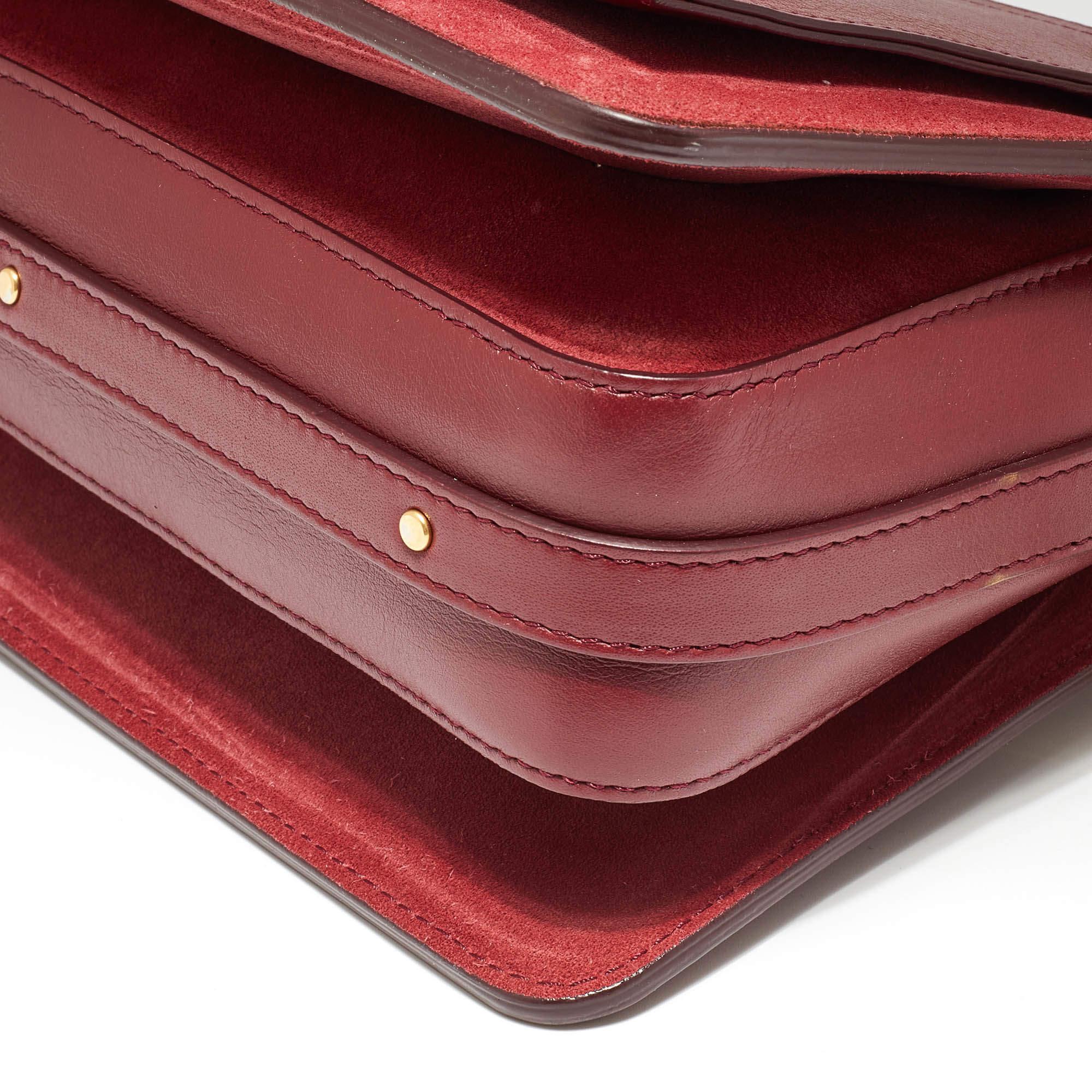 Chloe Maroon Leather and Suede Small Roy Shoulder Bag For Sale at 1stDibs