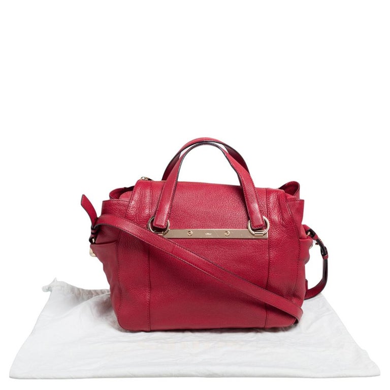 Chloe Maroon Leather Top Zip Convertible Satchel at 1stDibs