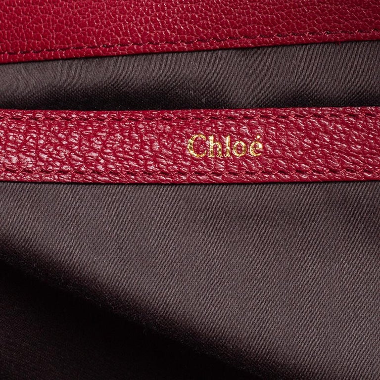 Chloe Maroon Leather Top Zip Convertible Satchel at 1stDibs