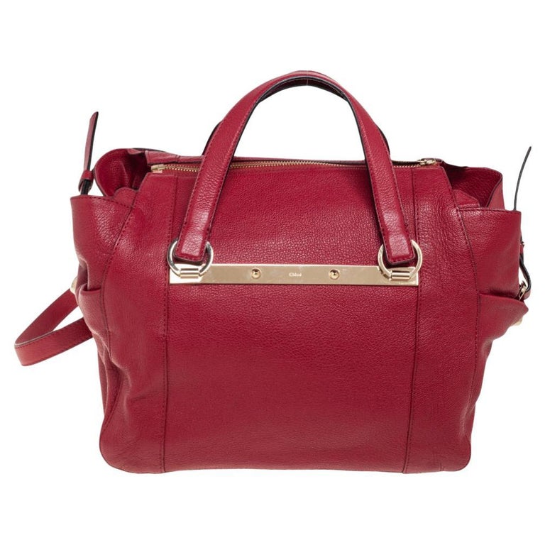 Chloe Maroon Leather Top Zip Convertible Satchel at 1stDibs