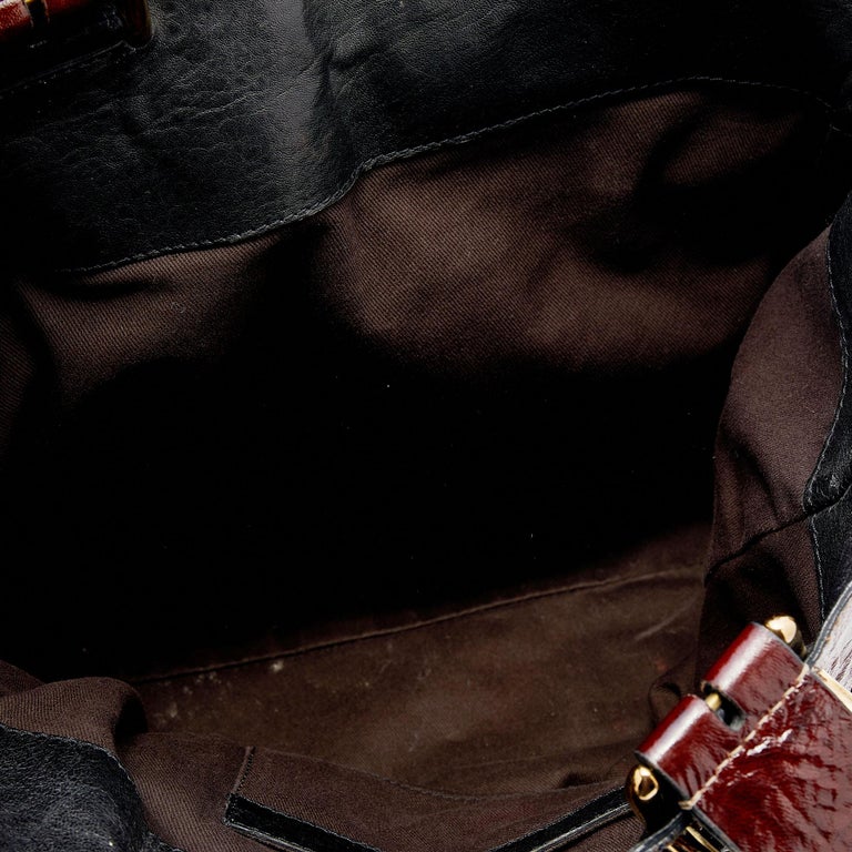 Chloé Maroon Patent Leather Metal Flap Pocket Satchel For Sale at 1stDibs