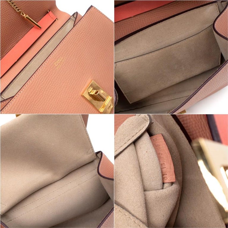 Chloe Medium Drew Bicolour Pink and Coral Grained Leather Crossbody Bag ...