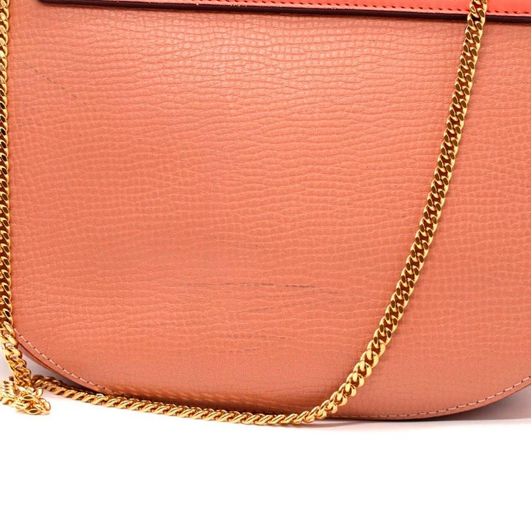 Chloe Medium Drew Bicolour Pink and Coral Grained Leather Crossbody Bag ...