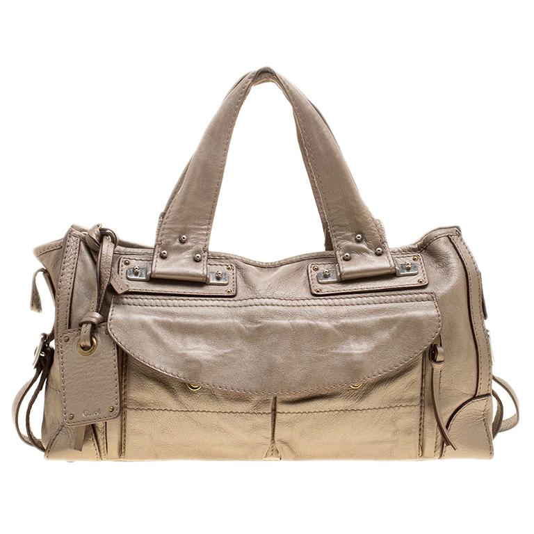 Chloe Metallic Beige Leather Tote at 1stDibs