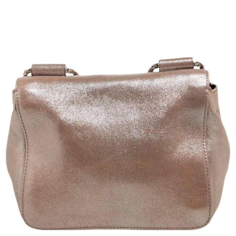 Chloe Metallic Beige Shimmer Leather Small Elsie Shoulder Bag at 1stDibs