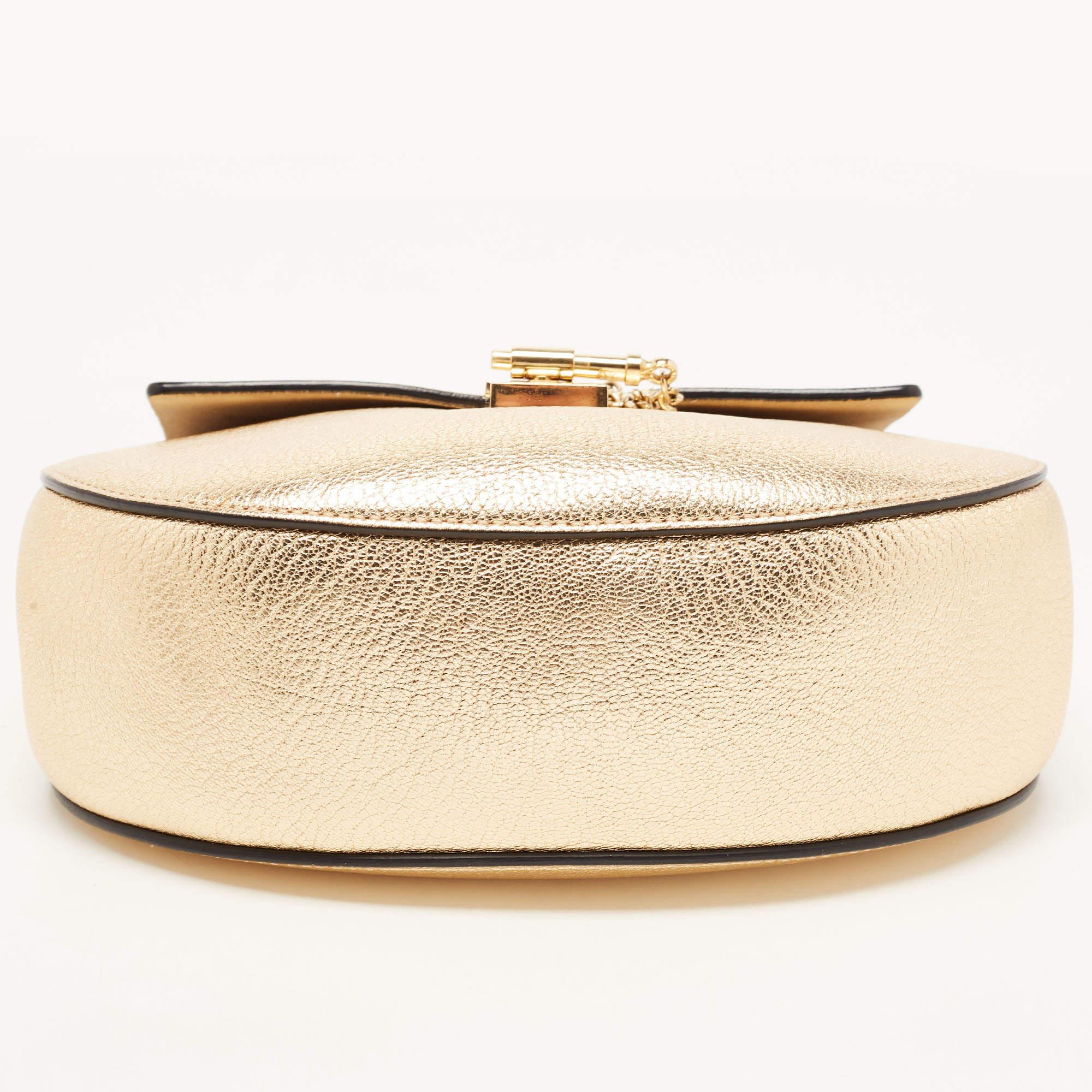 Chloe Metallic Gold Leather Medium Drew Shoulder Bag For Sale at 1stDibs